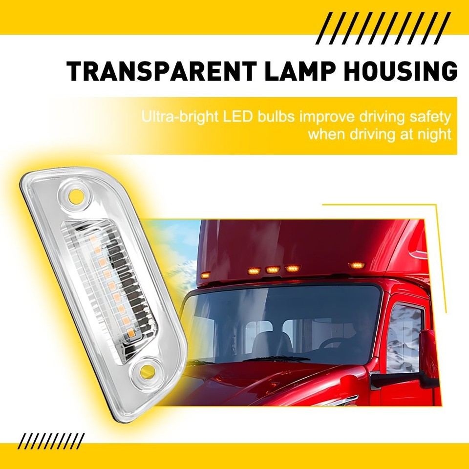 5x 9LED Cab/Roof Marker Lights For Peterbilt Kenworth Freightliner ...