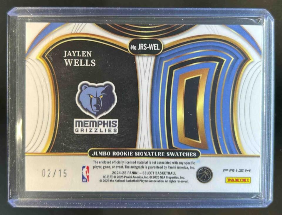 2024-25 Select Jaylen Wells Jumbo Rookie Patch Purple Pulsar FOTL RC ...