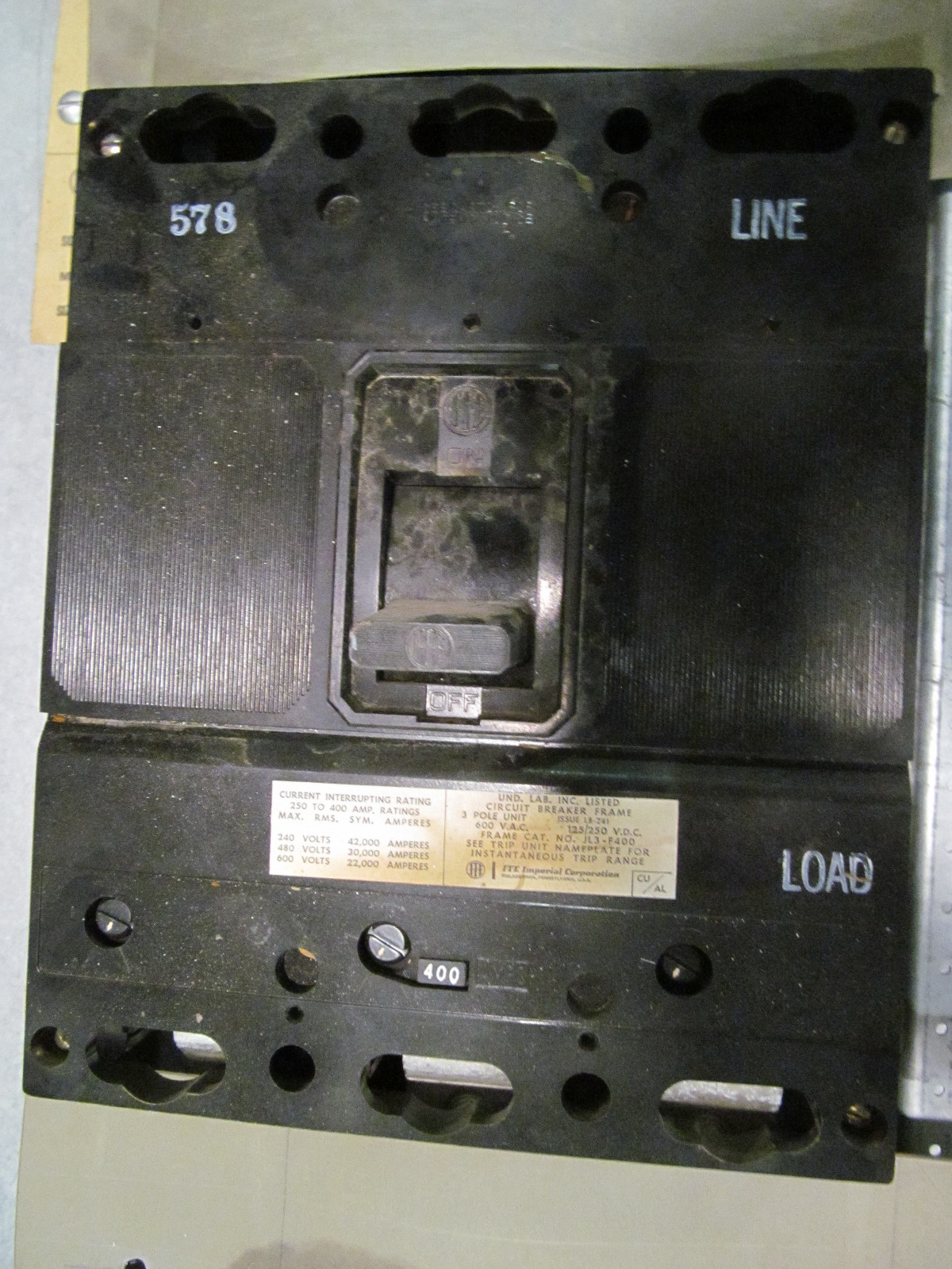 ITE 400 Amp Panelboard CDP 4 Series 4 With Main JL3-F400 3 Ph 4 W 120/ ...