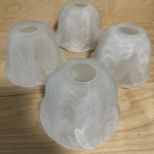 4 Frosted Alabaster Glass Lamp Ceiling Fan Light Shades Scalloped Tulip ...