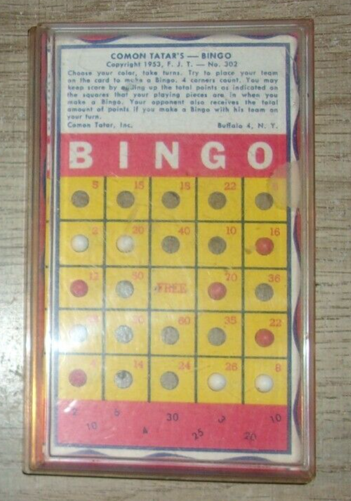 Vintage 1953 Comon Tatar Handheld Bingo Skill Deterixty Game Jiggle ...