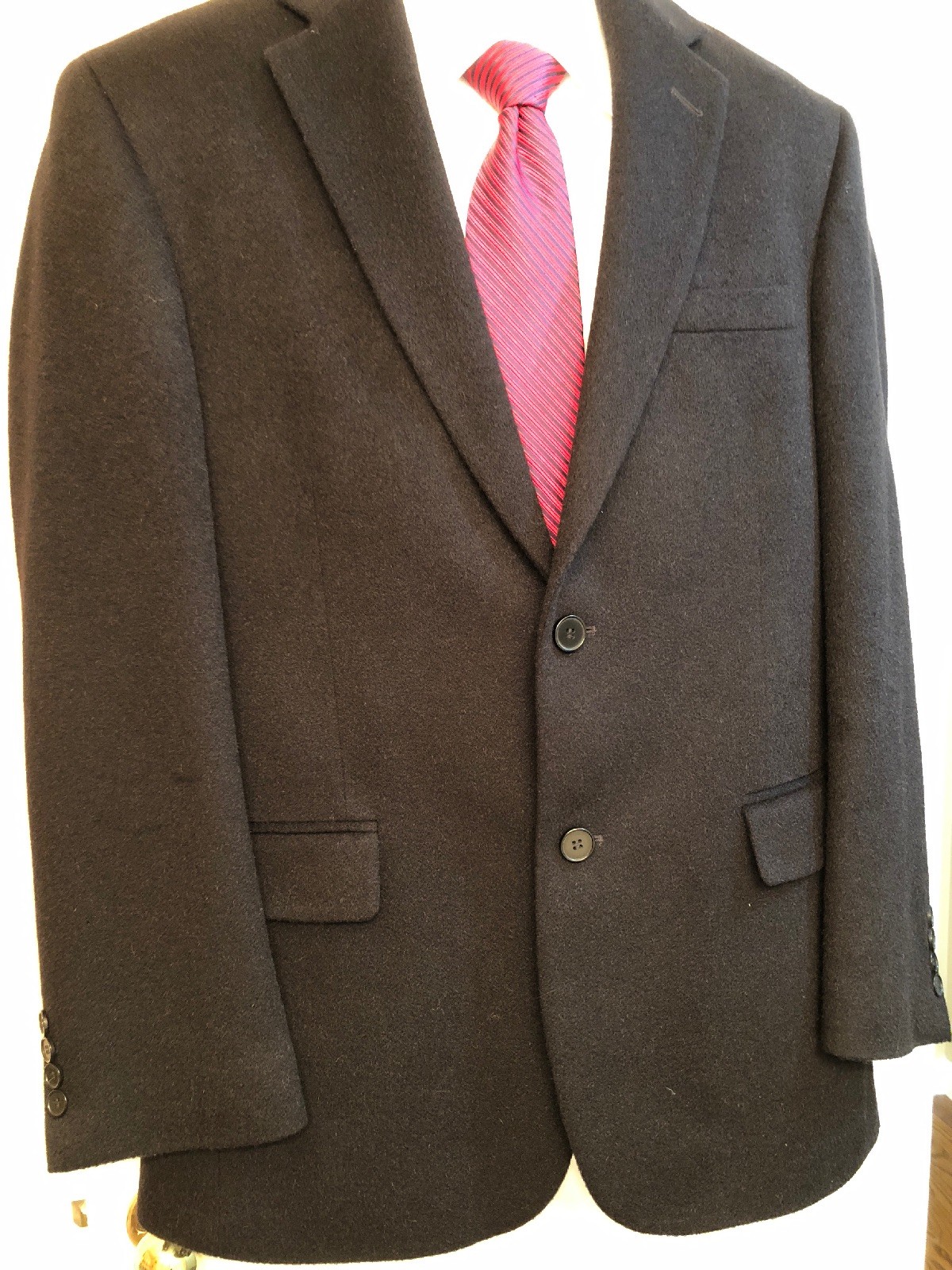 Andrew Fezza Mens Blazer Jacket 100% Camel Hair Black Solid 40R 2 ...