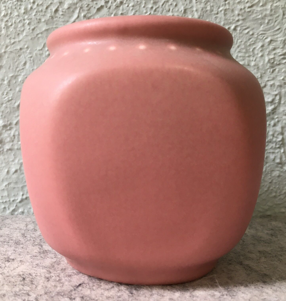 Art Pottery 1928 Rookwood Antique Vase Mauve Pink Cube Beaded Block ...