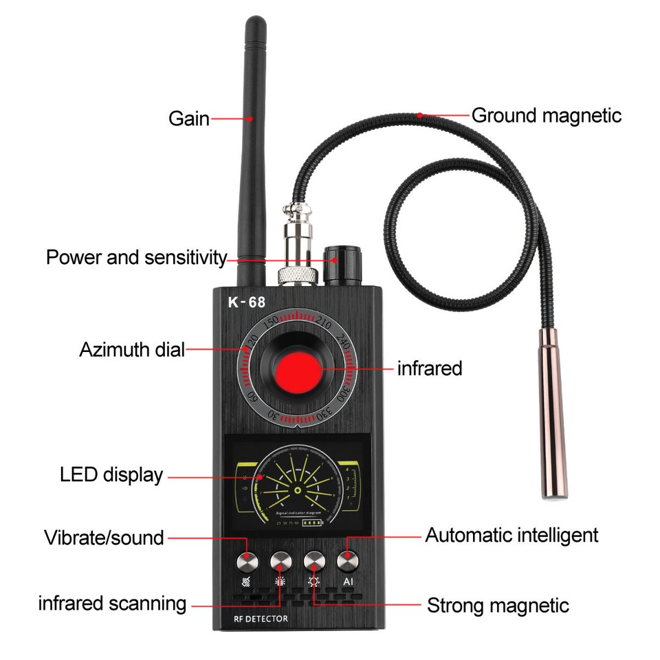 Anti-Spy Camera Wireless RF Detector GSM Bug GPS Tracker Finder Scanner ...
