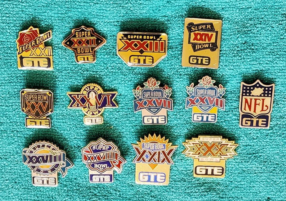 SUPER BOWL - NFL - GTE - SPONSOR PINS - 13 PIN SET LOT - NFL FOOTBALL ...