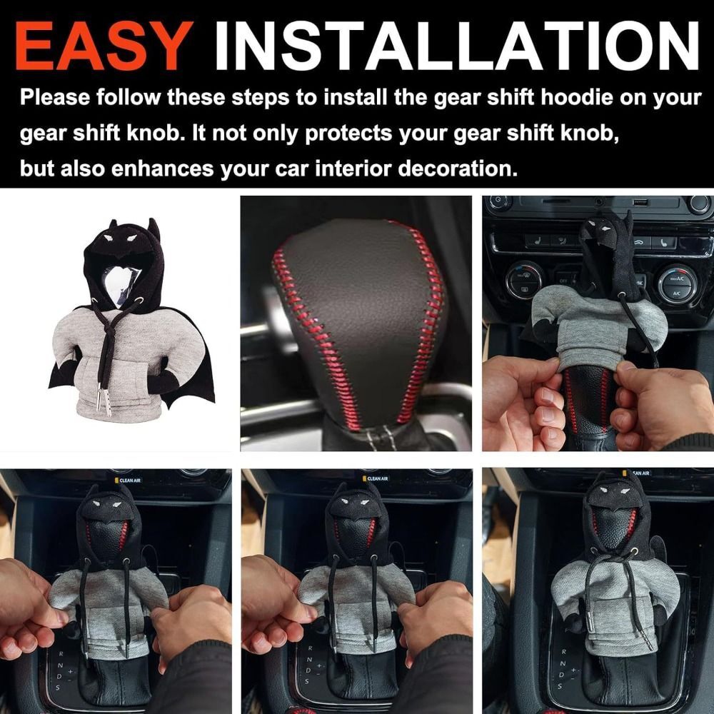 Car Interior Bat Shift Lever Collars Hoodie Durable Change Lever Cover ...