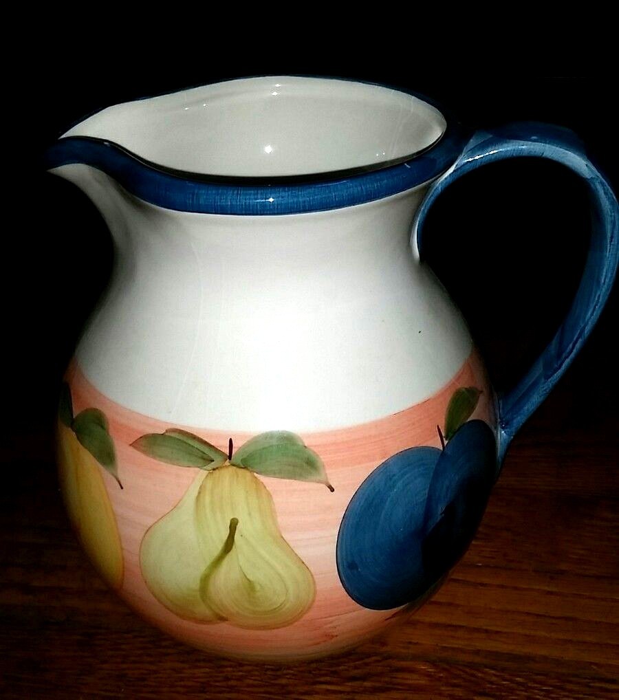 Hand Painted A Santos Pottery Pitcher Fruit Design Made In Portugal | eBay