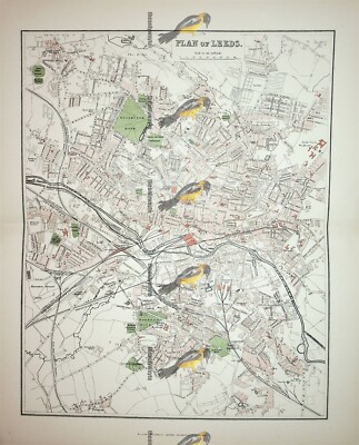Leeds, Yorkshire, England, Map (Plan), Book Illustration (Print), 1895 ...