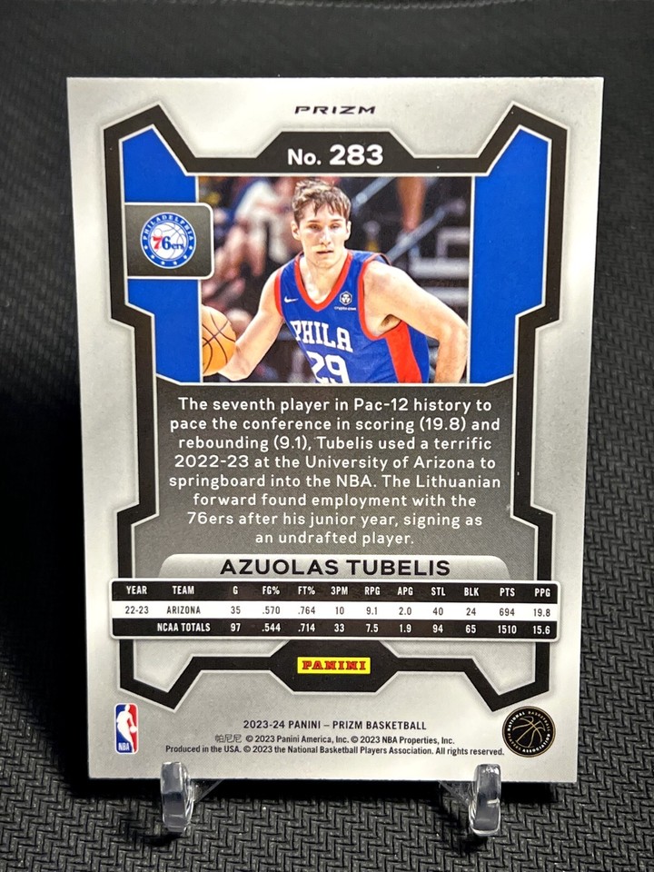 2023-24 Prizm Silver Cracked Ice Azuolas Tubelis Philadelphia 76ers ...