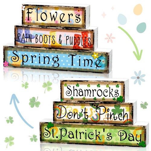 3 Pcs Reversible St. Patrick's Day Spring Wooden Decor Sign Spring ...