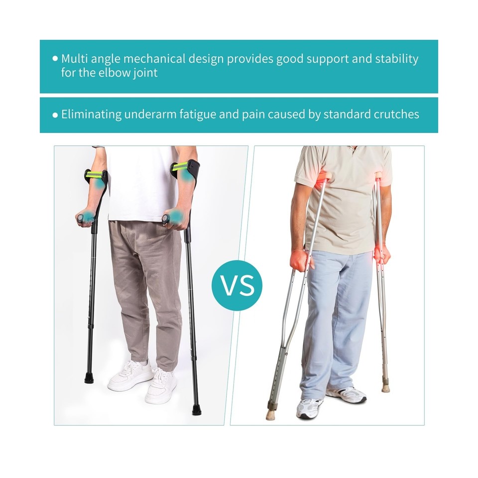 Forearm Crutches for Adults(1 Pair),Adjustable Arm Crutch with Elbow ...