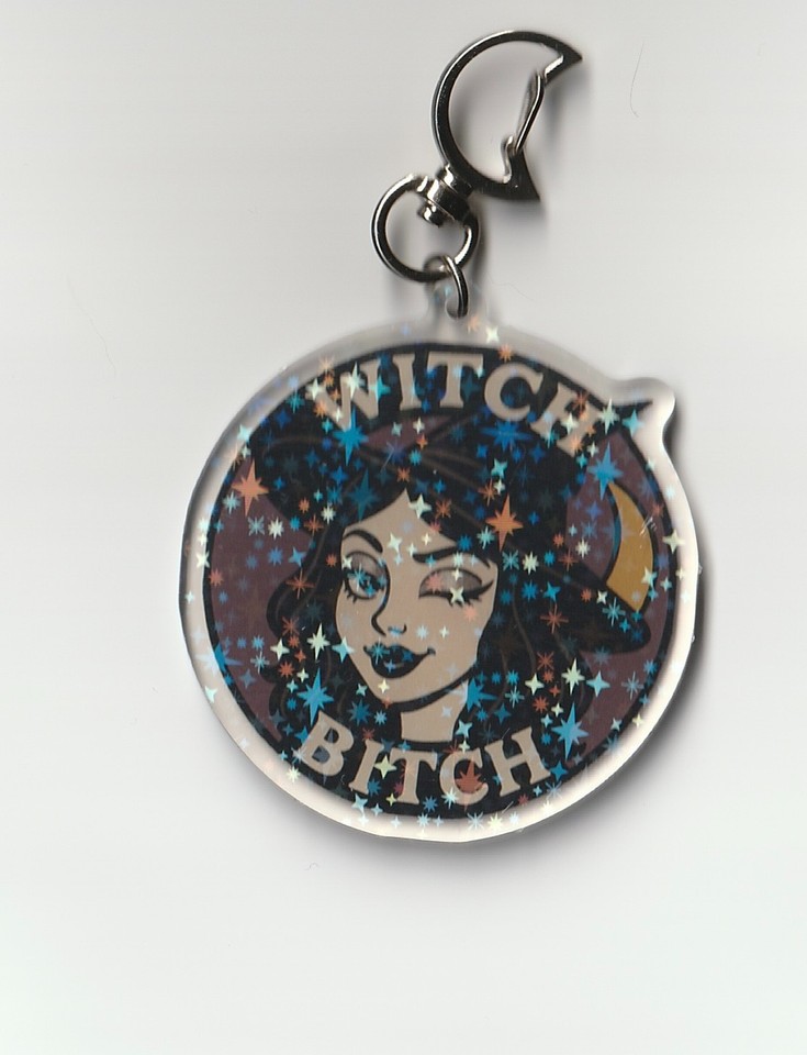 Witches, goth, witch bitch holographic, acrylic keychain, 2.5 inches ...