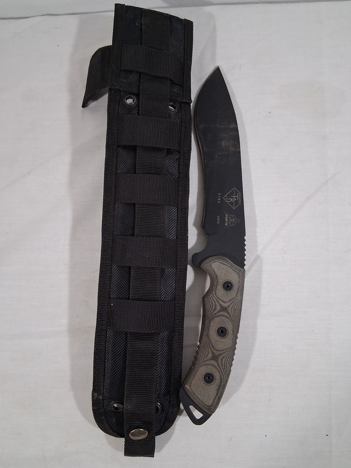 TOPS DART Fixed Knife 7.5" 5160 Steel Full Tang Blade Black Line ...