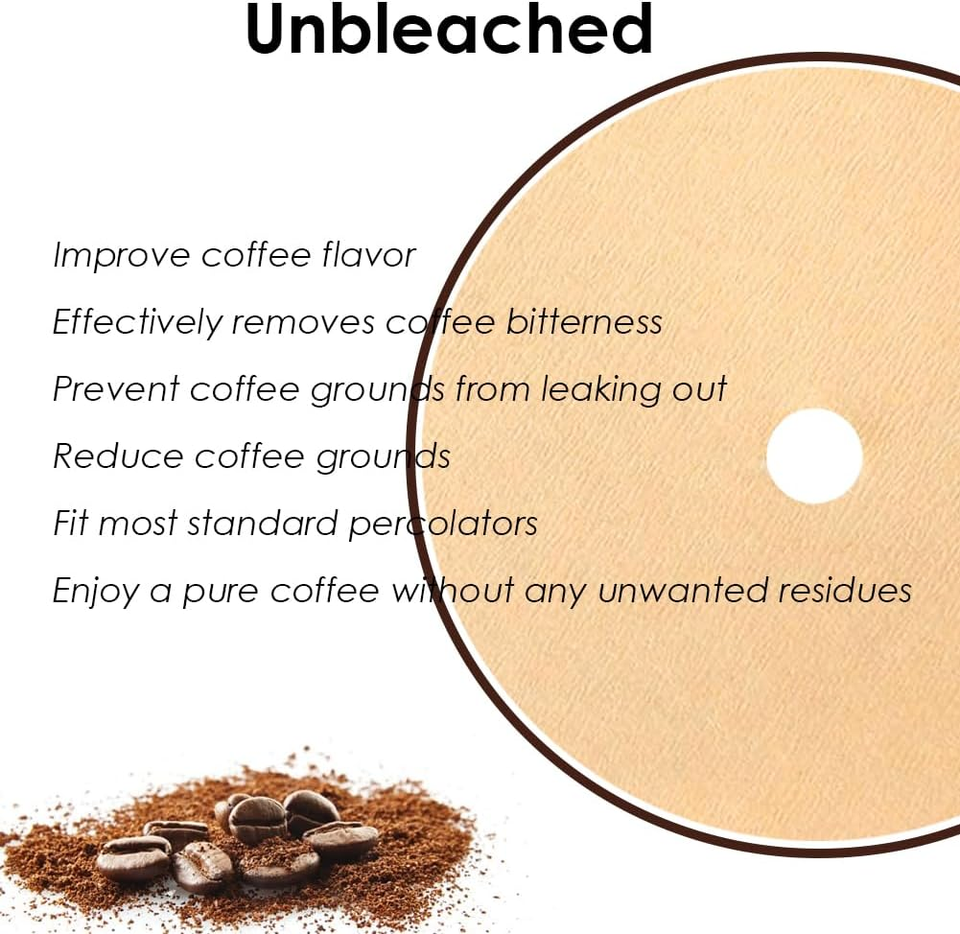 300 Pcs Percolator Coffee Filters – 3.75" Unbleached Disposable Disc ...