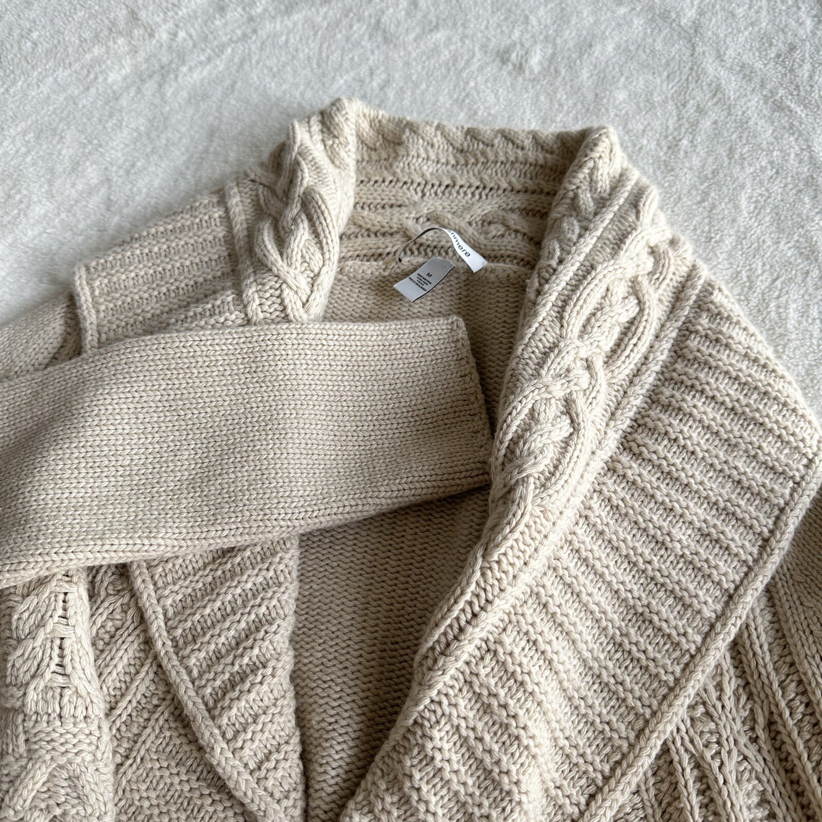 Autumn Cashmere Cashmere Merino Wool Blend Ivory Open Front Cardigan M ...