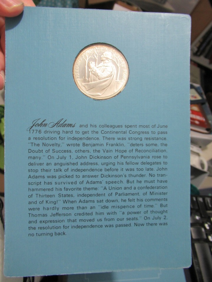 RARE John Adams Sterling Silver Proof Medal, Freedoms Foundation Valley ...