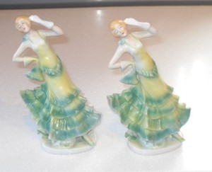ART DECO 1930s TWO CERAMIC DANCING FLAPPER GIRLS FIGURINES VINTAGE | eBay