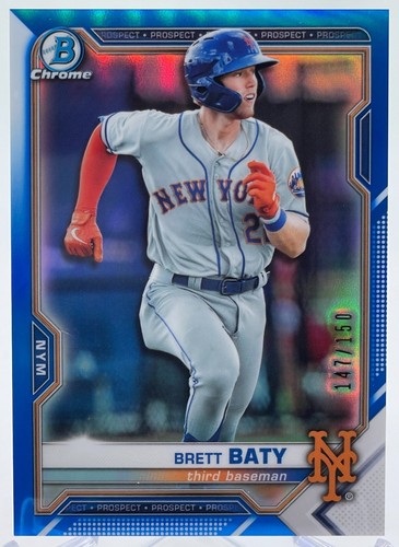 Brett Baty 2021 Bowman Chrome True Blue Refractor Prospect Rookie /150 ...