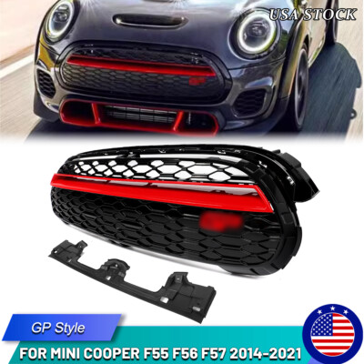 FOR 2014-21 MINI COOPER F55 F56 F57 GP STYLE GLOSS BLACK+RED TRIM FRONT ...