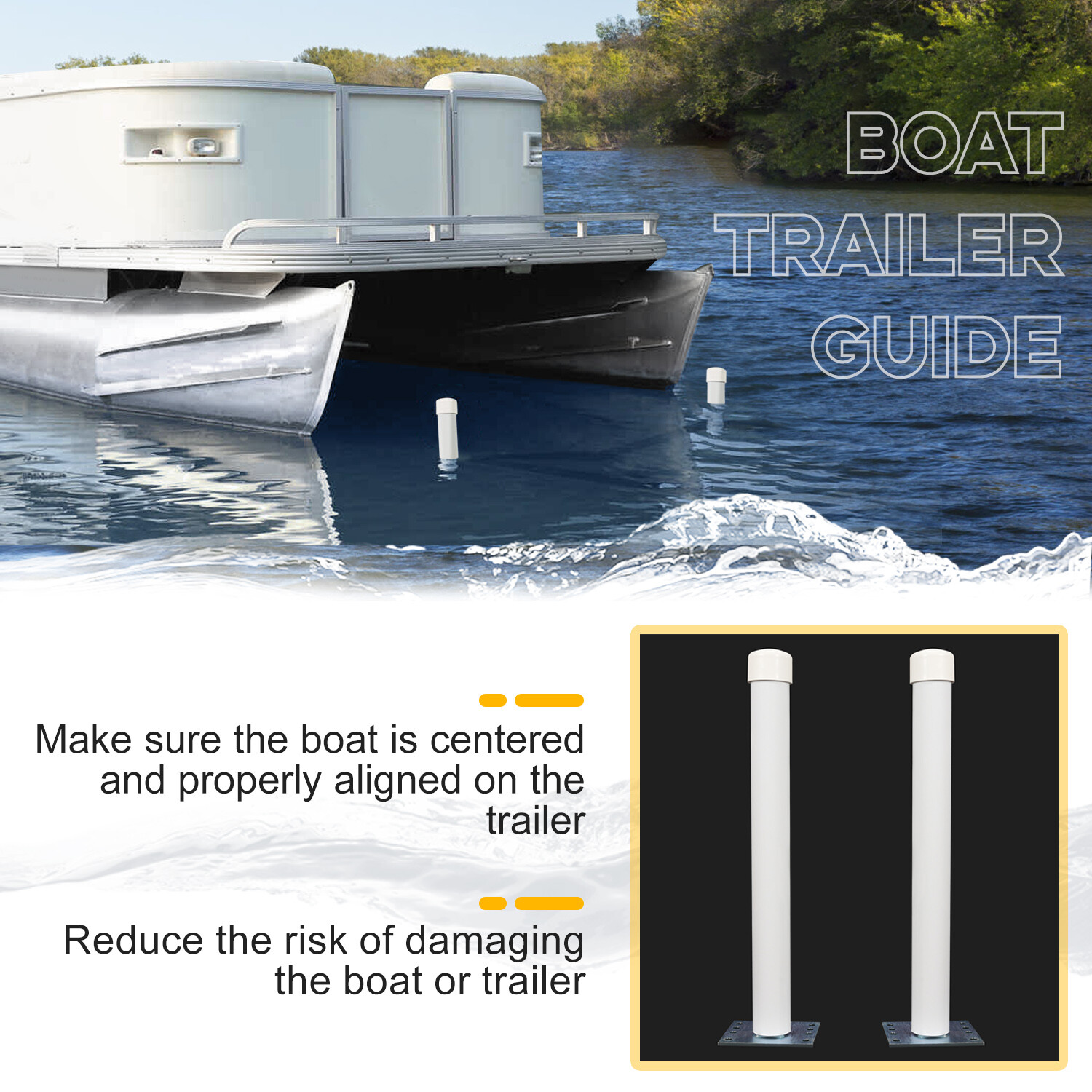 Pair Of Trailer Post Guide-On Guide On Post For Boat Zinc-Plated Steel ...