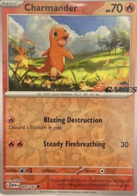 Charmander 004/165 EB Games Exclusive 151 Promo Pokemon New Sealed ...