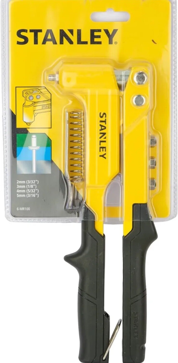 Stanley Riveter Rivet Gun Heavy Duty 2mm 3mm 4mm 5mm Rivets Yellow ...