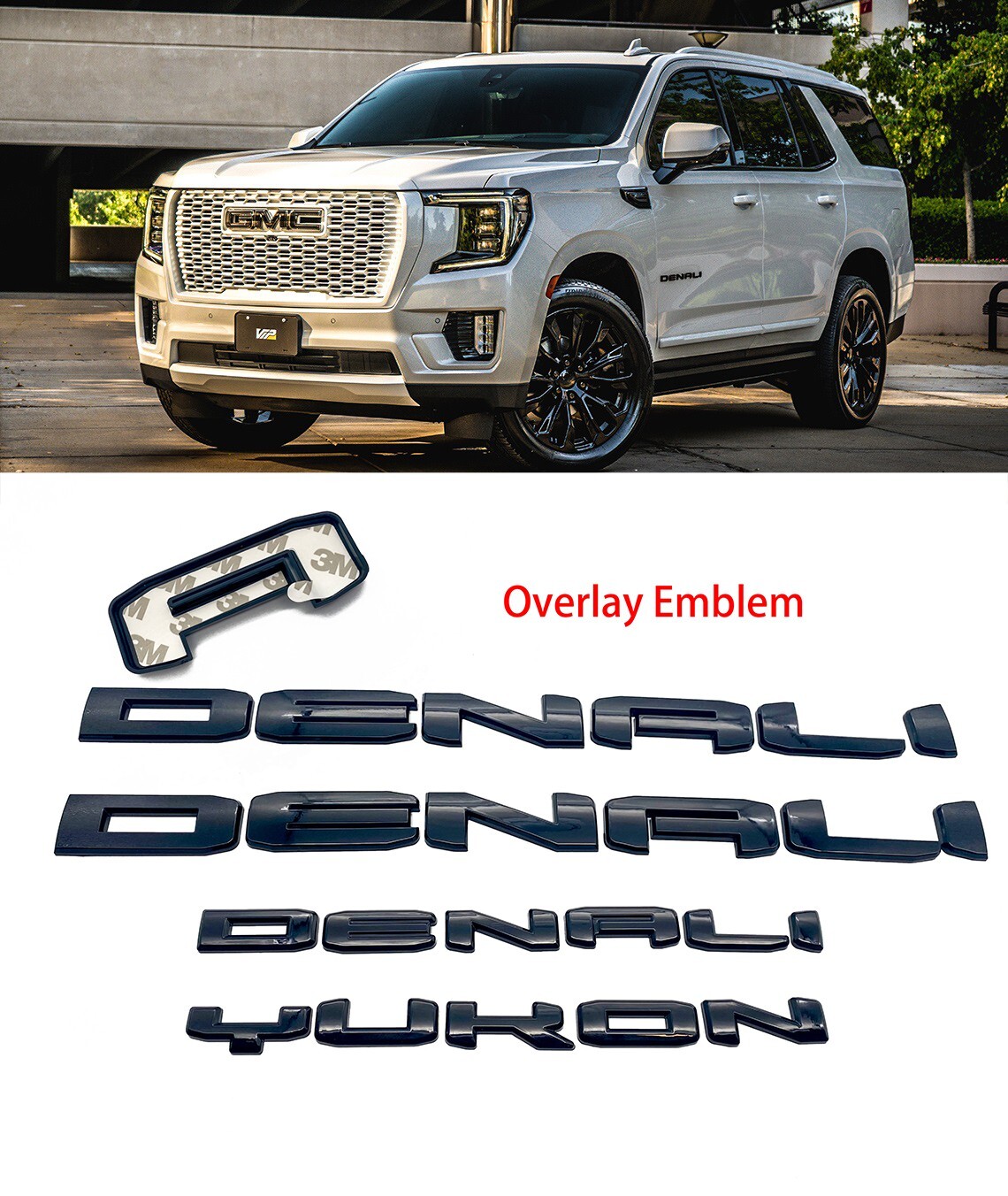 2021-2024 GMC Yukon Yukon XL Gloss Black Door Denali Emblems Overlay ...