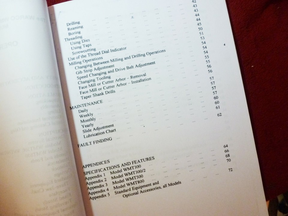 WARCO LATHE WMT300 WMT300/2 WMT500 WMT800 FULL A4 PRINTED USER GUIDE ...