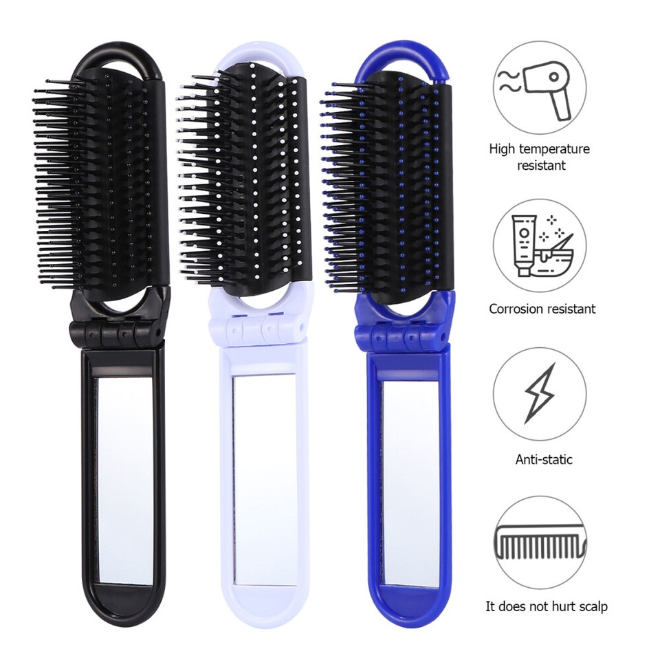 Folding Comb with Mirror 3pcs for Easy Travel Hair Grooming in Three ...