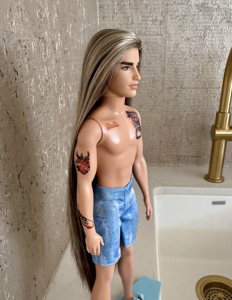 Barbie Ken Doll Reroot Long Hair Surfer Ryan Blaine | eBay
