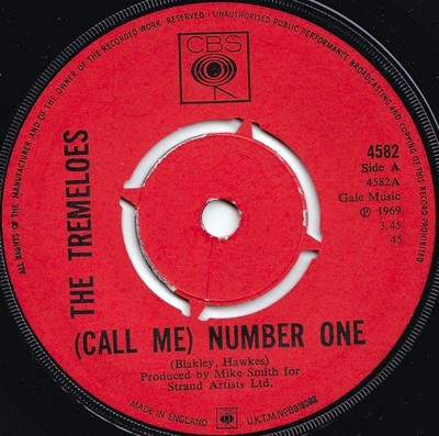 Tremeloes ORIG UK 45 (call me) Number one VG+ 1969 CBS 4582 Psyche Pop ...