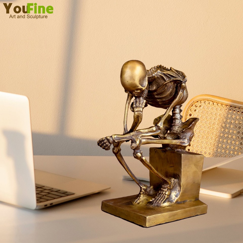 Bronze Skeleton Thinker Antique Decorative Sculpture Unique Art Home ...