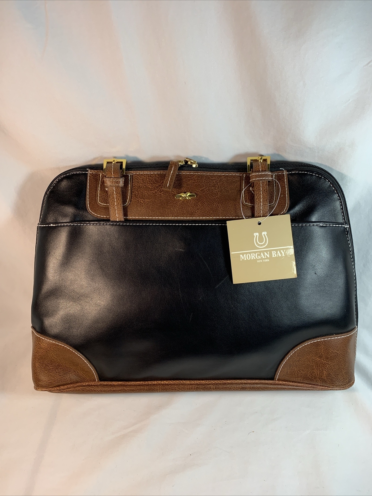 MORGAN BAY Black/Brown Handbag Purse 15” X 10” | eBay