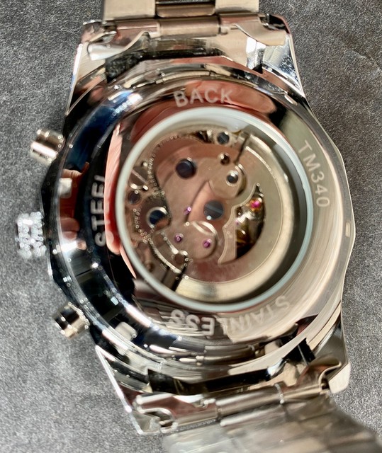 Winner TM340 Men's Silver Stainless Steel Analog Automatic Black Dial ...