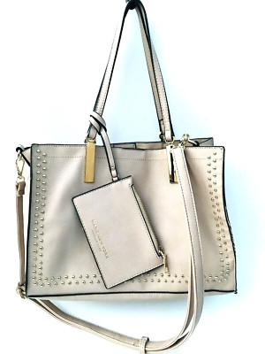 Andrew Marc NY Studded Tan Leather Tote Purse Convertible Crossbody ...