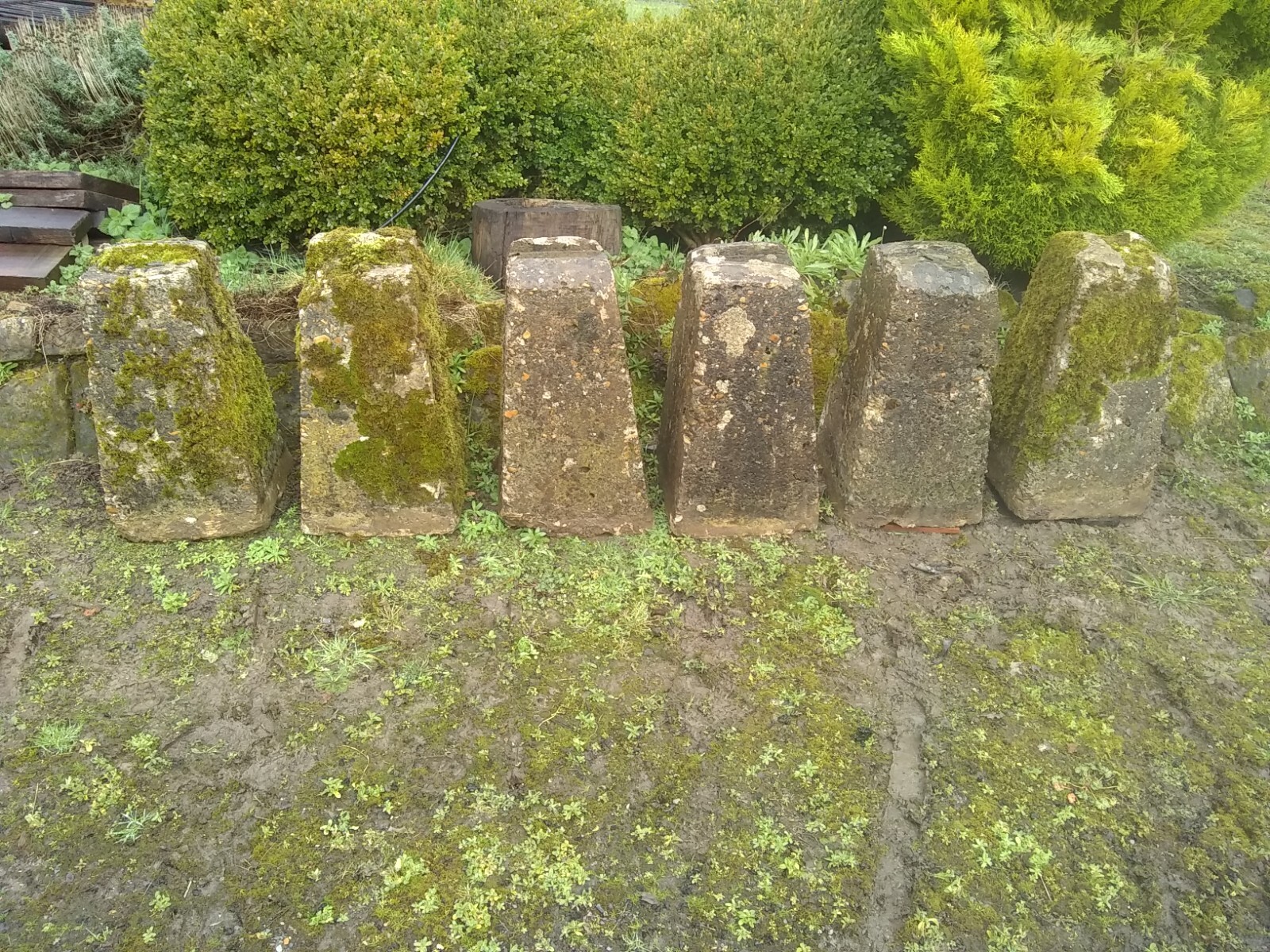 Pair of Staddle Stone Bases. ( aged concrete ) | eBay UK