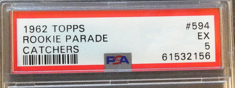 1962 Topps Rookie Parade Catchers Bob Uecker #594 Baseball Card PSA 5 ...