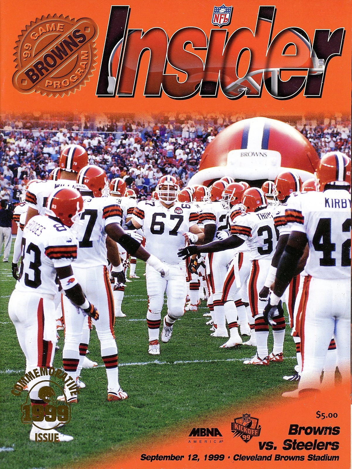 Cleveland Browns Inaugural First Regular Season Game Program 9/12/1999 ...