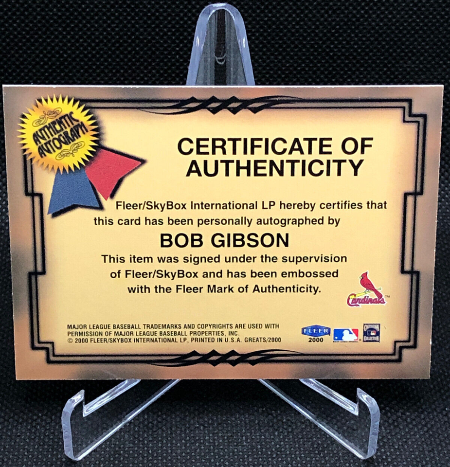 2000 Fleer Greats of the Game Autograph Bob Gibson St. Louis Cardinals ...