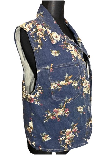 VTG 90s Stampede Blossom Floral Denim Vest Size Medium | eBay