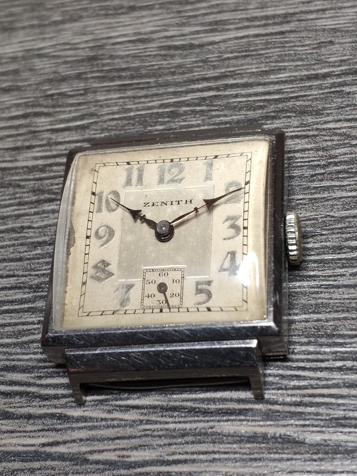Vintage men's 1940 year Zenith Art Deco hand-winding rectangular case ...