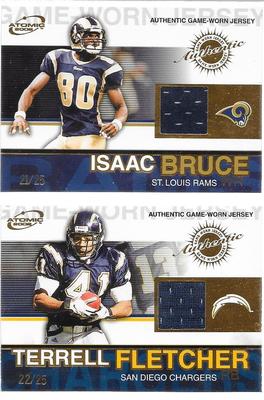 2002 Atomic - TERRELL FLETCHER - Gold Game Used Jersey - CHARGERS #d 22 ...