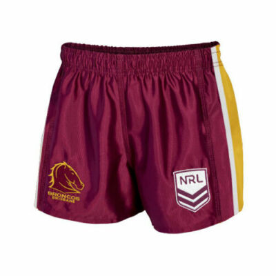 NRL Supporter Footy Shorts - Brisbane Broncos - Kids Youth Adults | eBay