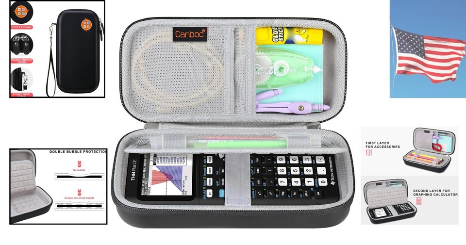 Shock-Absorbing Graphing Calculator Storage with Large Capacity - Black ...