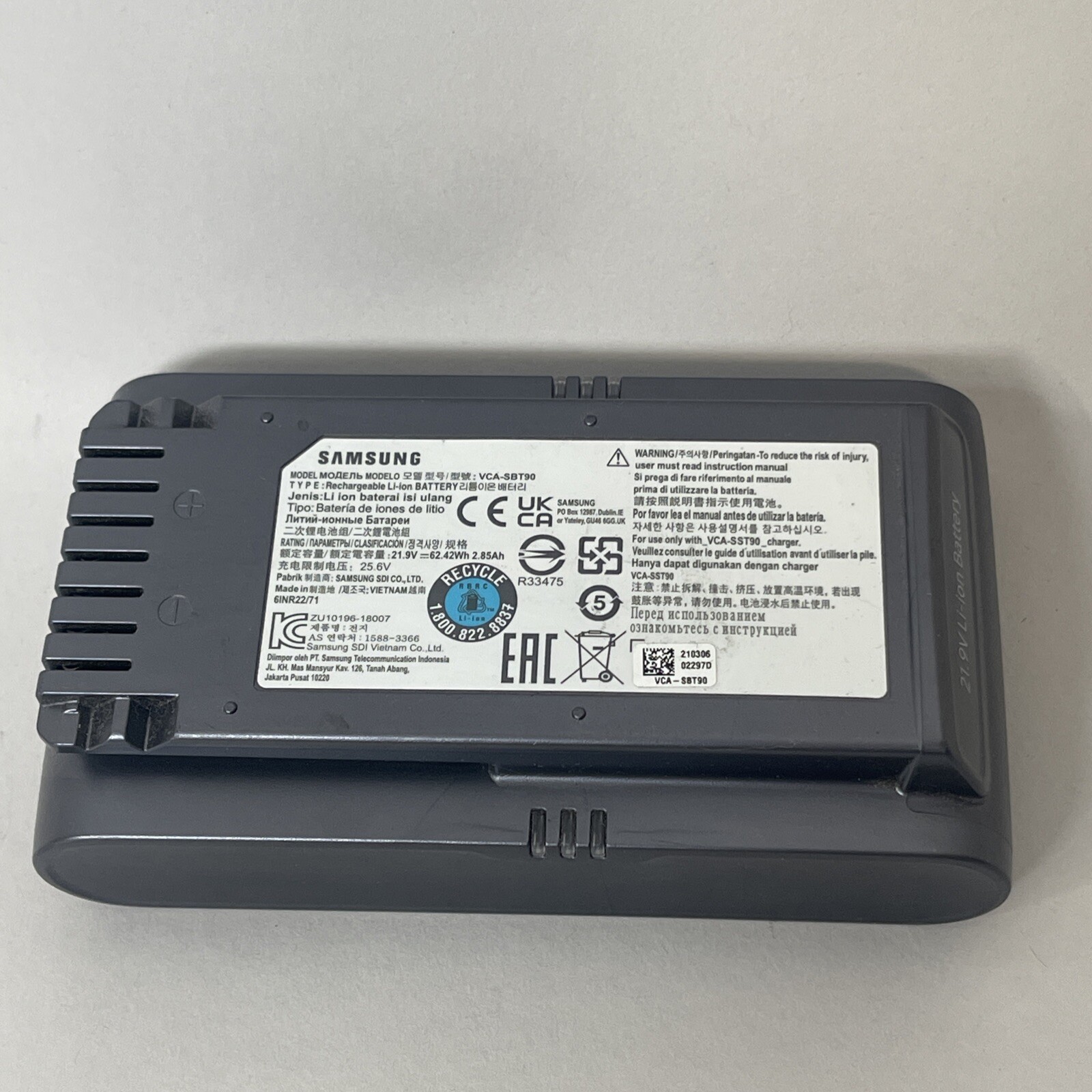 Genuine Samsung VCA-SBT90 Jet 90 Jet 75 Cordless Stick Vacuum Li-ion ...