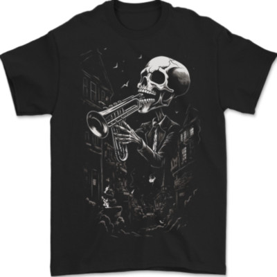 Day of the Dead Skeleton Trumpet Skull DOTD Mens T-Shirt 100% Cotton | eBay