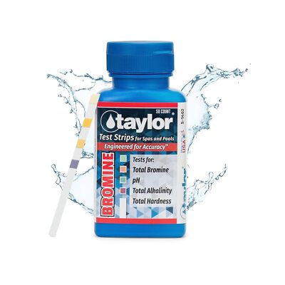 Bromine Test Strips for Chlorine/Bromine, pH, Alkalinity, Hardness (50 ...