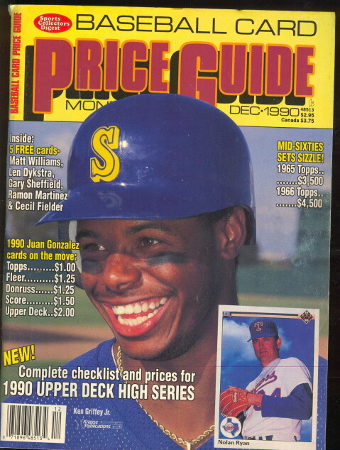 1990 Baseball Card Price Guide Magazine with Cards: Ken Griffey Jr ...