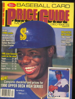 1990 Baseball Card Price Guide Magazine with Cards: Ken Griffey Jr ...