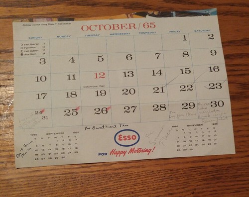 000 pages de calendrier vintage Esso uniquement octobre 1965 FOr Happy ...